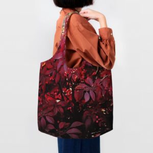 Burning bush with red berries Print Canvas Tote Bag Aesthetic Tote Bag Reusable Shopping Bag For Women Men Gift Bag