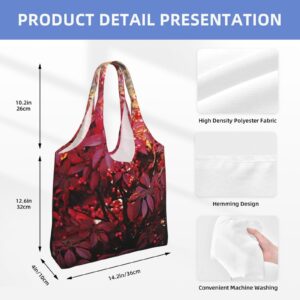 Burning bush with red berries Print Canvas Tote Bag Aesthetic Tote Bag Reusable Shopping Bag For Women Men Gift Bag