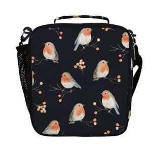 insulated lunch box for women men robin birds and berries rowan reusable cooler lunch tote bags leakproof lunchbox for office work picnic