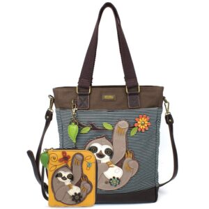 chala work tote with zip around wallet - sloth