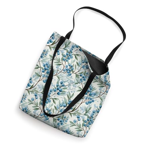 Cute Pattern For Nature Lover Blue Christmas Holly Berries Tote Bag