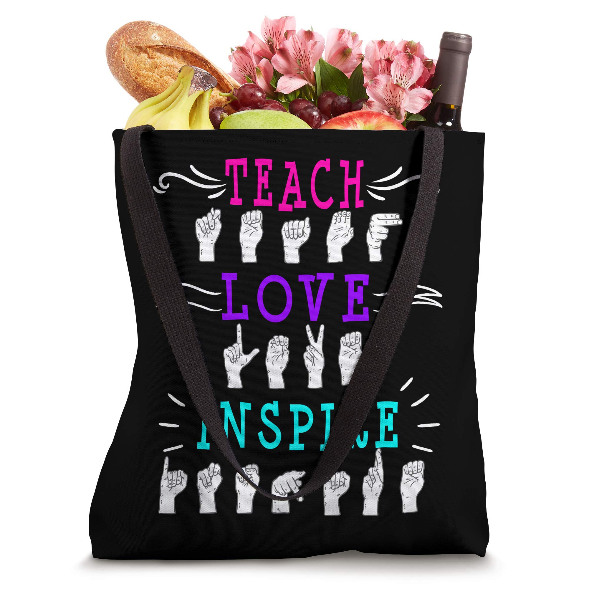 American Sign Language ASL Teacher Hearing Impaired Inspire Tote Bag