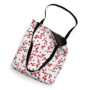 Winter Holidays and Christmas Themed Holly Berries Pattern Tote Bag