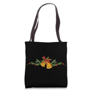 christmas costume with bells holly tendril and berries tote bag