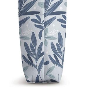 Blue Botanical Foliage & White Berry Floral Bud Pattern Tote Bag