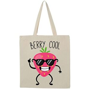 inktastic cute & fun berry cool tote bag natural 40011