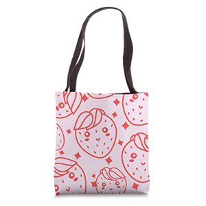 kawaii pink pastel aesthetics cute berries red strawberry tote bag