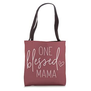 one blessed mama - cute quote sayings for mom - berry red tote bag