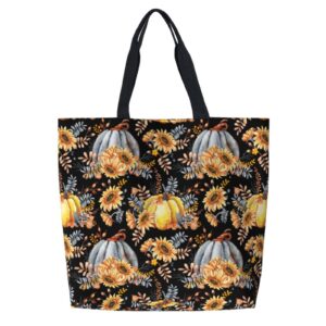 auhomea sunflower, berries reusable grocery bags big capacity shopping bag canvas shoulder tote handbag for women girls