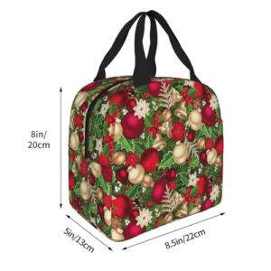 ENVEED Tree Spruce Leaves Balls Flowers Berry Portable Lunch Tote,Made With Dense Oxford Cloth And Thick Aluminum Foil,For Office Picnic