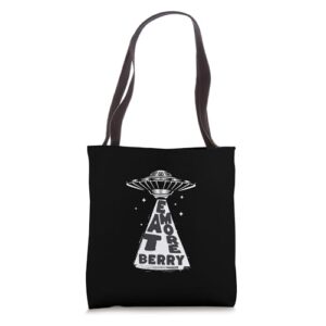 ufo alien abduction vintage eat more berry vintage tote bag