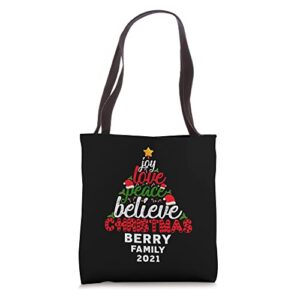 custom family christmas matching name berry tote bag