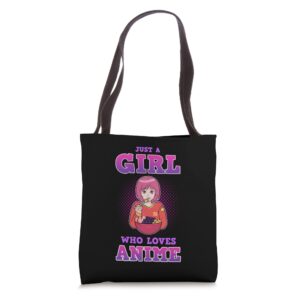 just a girl who loves anime and acai berries superfood berry tote bag