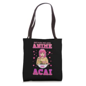 just a girl who loves anime and acai berries superfood tote bag