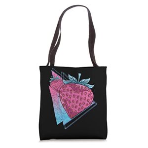 90s synthwave aesthetics red berry vaporwave strawberry tote bag