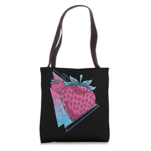 90s Synthwave Aesthetics Red Berry Vaporwave Strawberry Tote Bag