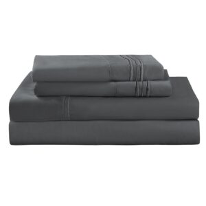 grey king size bed sheets set-deep pocket bedding sheets & pillowcases-hotel luxury- cooling microfiber bedsheets 4 piece