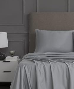 Linen Closet Luxury Cotton 1200 Thread Count Hotel Luxury 4-Piece Sheet Set, King, Light Gray