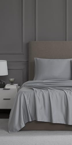 Linen Closet Luxury Cotton 1200 Thread Count Hotel Luxury 4-Piece Sheet Set, King, Light Gray