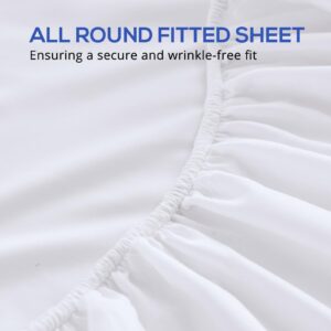 HUXMEYSON Queen Sheet Set, 4-Piece Hotel Luxury Bed Sheets & Pillowcases, Ultra Soft & Breathable Sheets, Deep Pockets 16" Wrinkle Proof Bedding Sheets, Anti-fading, Machine Washable, White