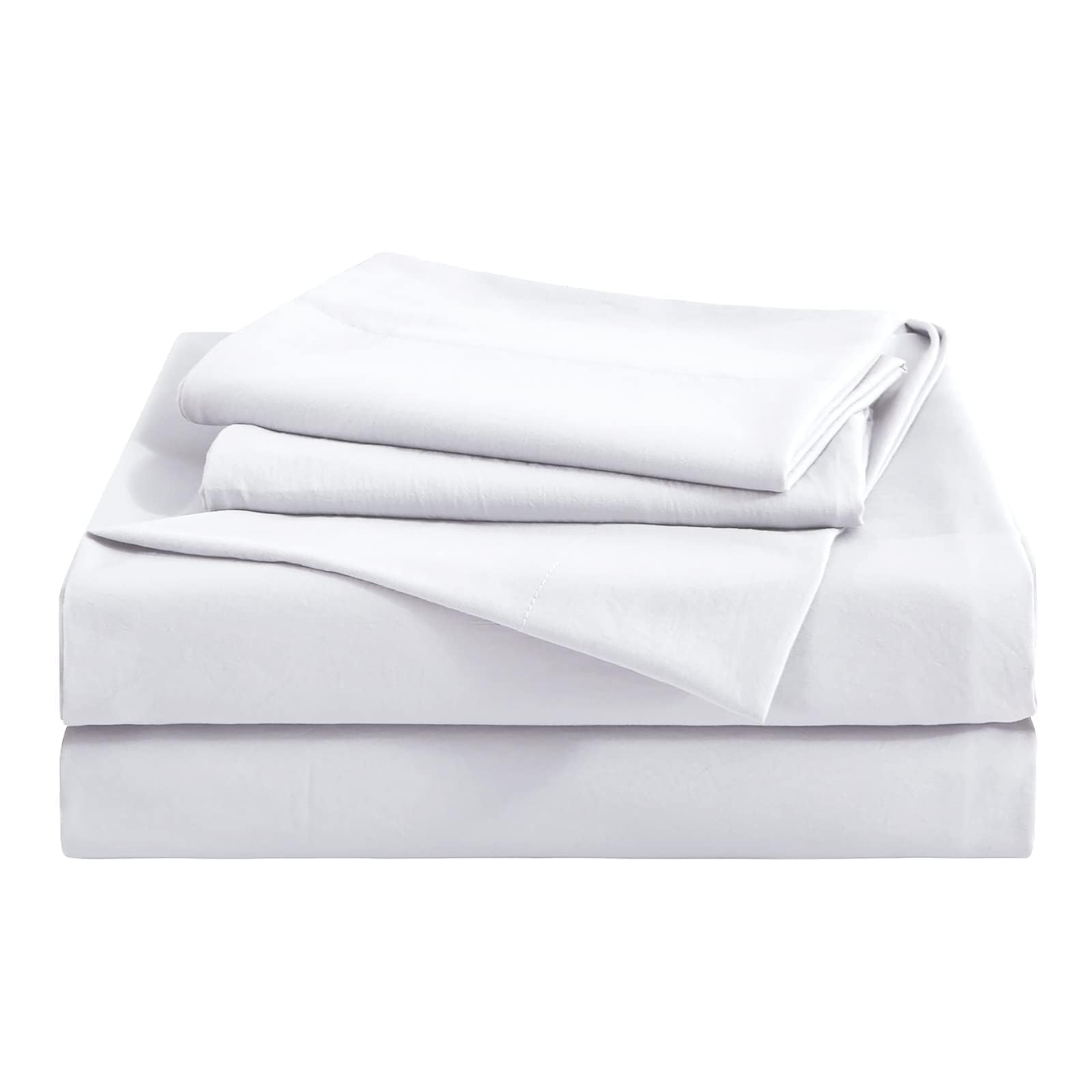 HUXMEYSON Queen Sheet Set, 4-Piece Hotel Luxury Bed Sheets & Pillowcases, Ultra Soft & Breathable Sheets, Deep Pockets 16" Wrinkle Proof Bedding Sheets, Anti-fading, Machine Washable, White