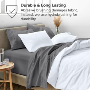 Bare Home Split Head Flex King Sheet Set - 1800 Ultra-Soft Microfiber Bed Sheets - Double Brushed - Deep Pockets - Easy Fit - 4 Piece Set - FlexTop Bedding Sheets (Grey)