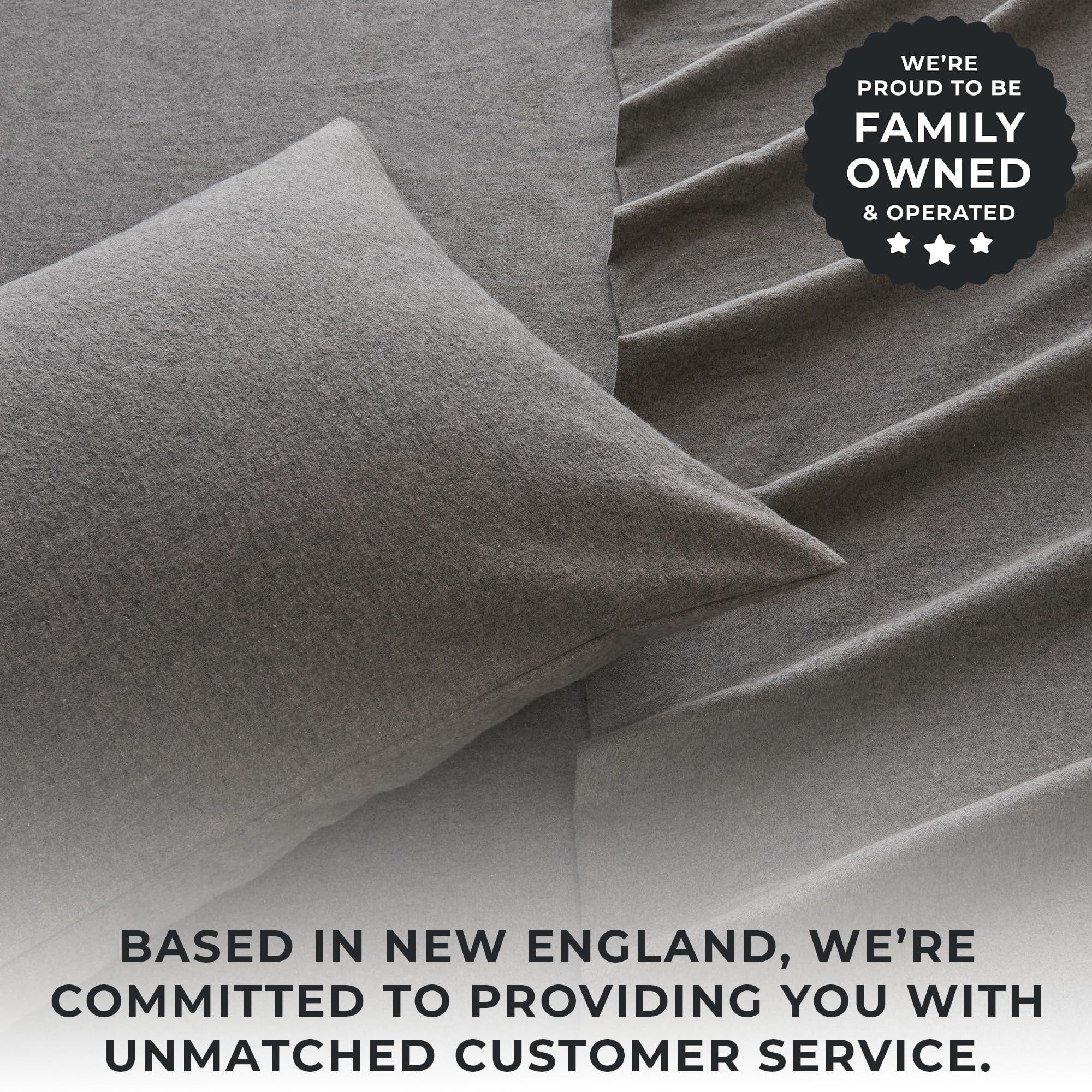 4 Piece Cotton Blend King Grey Flannel Sheet Set | Cotton Bedding Sheets & Pillowcases | Warm, Double Brushed for Softness Bed Sheets (Heathered Dark Grey, King)