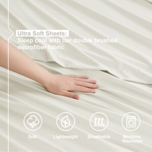 Nestl Queen Sheet Set - 4 Piece Bed Sheets for Queen Size Bed, Deep Pocket, Hotel Luxury, Extra Soft, Breathable and Cooling, Off White Queen Size Sheets