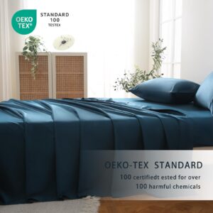 Bedlifes 800 Thread Count 100% Egyptian Cotton Sheets Queen Size-Cooling Sheets Soft Breathable Sateen Weave Luxury Hotel Sheets-16 Deep Pocket 4Piece (Queen,Navy Blue)