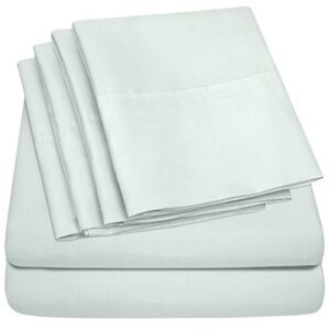 queen sheets mint - 6 piece 1500 supreme collection fine brushed microfiber deep pocket queen sheet set bedding - 2 extra pillow cases, great value, queen, mint