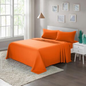 artall soft microfiber bed sheet set 4-piece with deep pocket bedding - king, orange