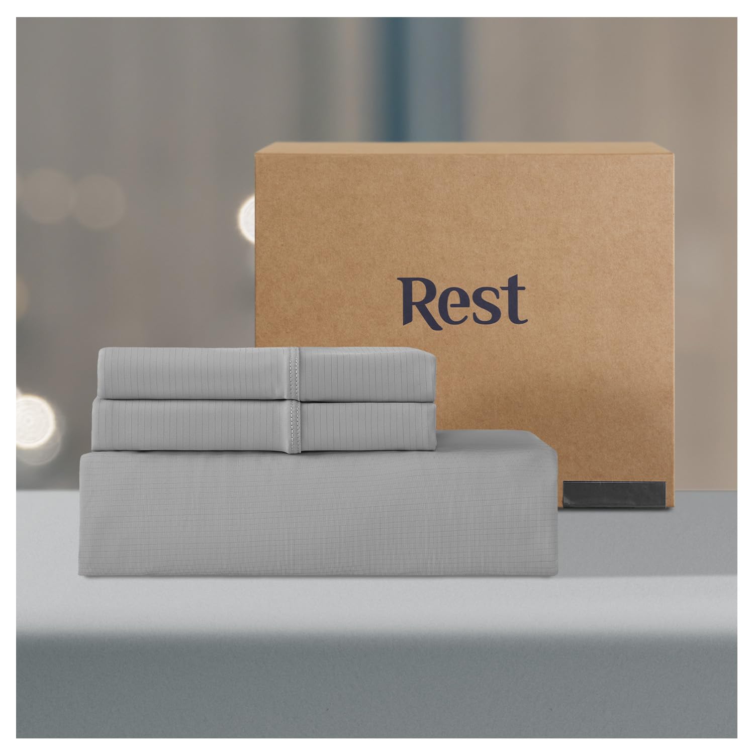 REST® Evercool®+ Starter Sheet Set, 3 PCS with No Flat Sheet, Cooling Sheets Designed for Hot Sleepers and Night Sweats, Knitted with Noble‘s IONIC+ Self-Cleaning Silver Yarns, Gray, King