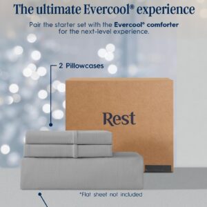 REST® Evercool®+ Starter Sheet Set, 3 PCS with No Flat Sheet, Cooling Sheets Designed for Hot Sleepers and Night Sweats, Knitted with Noble‘s IONIC+ Self-Cleaning Silver Yarns, Gray, King