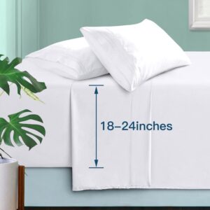 manyshofu extra deep pocket queen sheet sets - hotel luxury 1800 thread count sheets & pillowcases - microfiber bedding set up to 24" mattress - pure white bed sheets 18-24 inch deep pockets - 4 piece