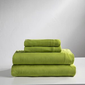 baltic linen jersey cotton sheet set, king, lime green, 4 piece