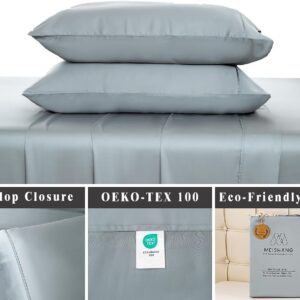 MEISHANG Bamboo Viscose Sheet Set Queen Size - 100% Pure Organic Viscose - 400TC Bamboo Viscose Cooling Bed Sheets Set - Fit 16 Inch Deep Pocket - 4 Piece Set Silky Soft Luxury - Queen, Light Gray