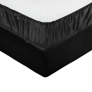 TREELY 6 Piece Satin Sheets Queen Size Silky Smooth Black Satin Sheet Set with Deep Pocket, Satin Fitted Sheet, Flat Sheet, 4 Satin Pillowcase