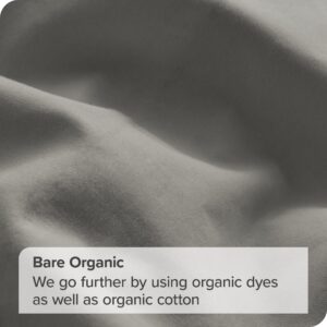 Bare Home 100% Organic Cotton Queen Sheet Set - Crisp Percale Weave - Lightweight & Breathable - Bedding Sheets & Pillowcases (Queen, Light Grey)