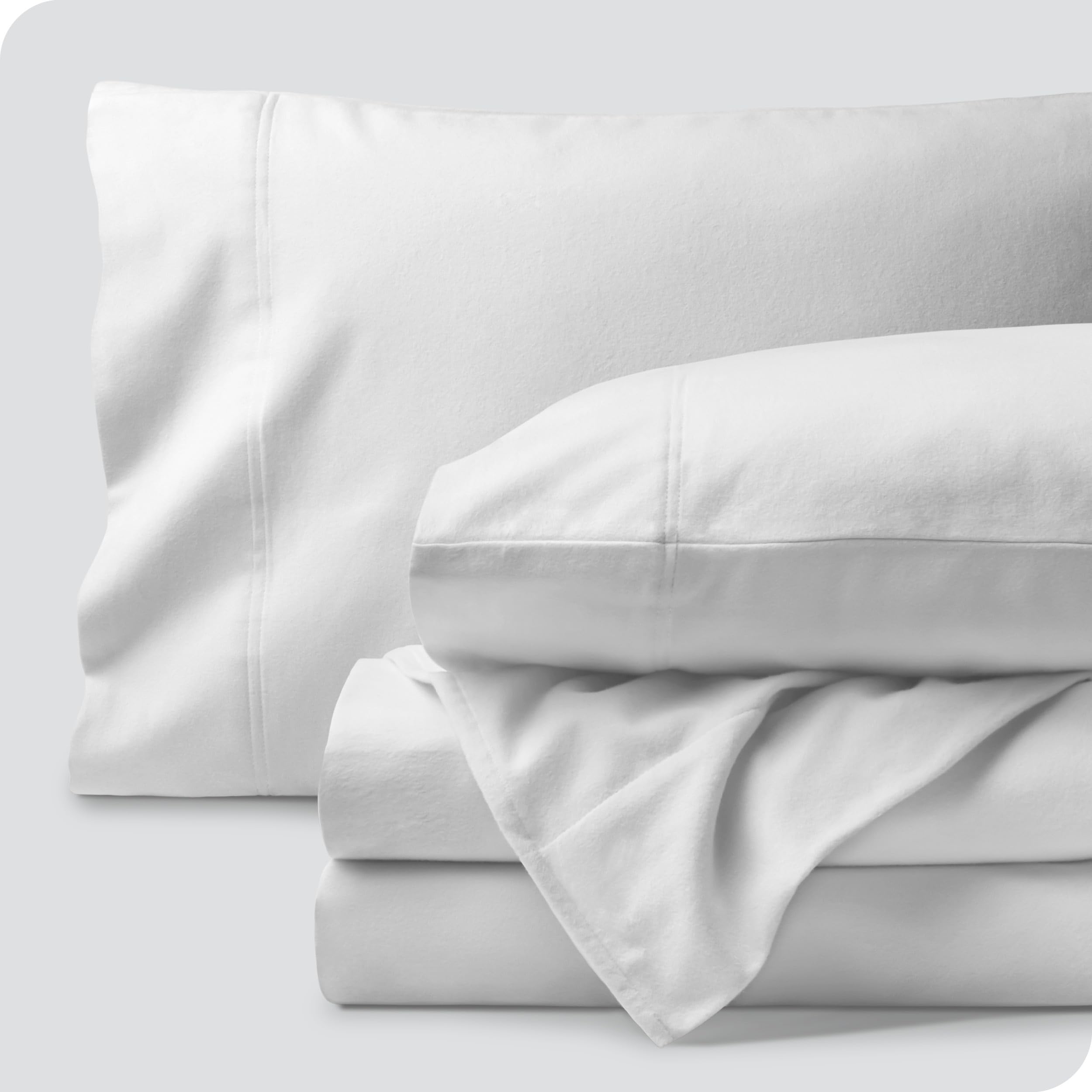 Bare Home Organic Cotton Flannel Sheet Set - King Size - 100% Cotton - Double Brushed for Extra Softness & Comfort - Warm, Cozy, and Durable - Breathable - Bed Sheets (King, White)