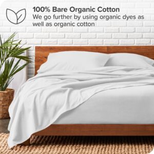 Bare Home Organic Cotton Flannel Sheet Set - King Size - 100% Cotton - Double Brushed for Extra Softness & Comfort - Warm, Cozy, and Durable - Breathable - Bed Sheets (King, White)