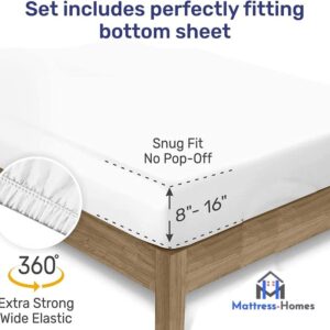 Mattress-Homes 600 Thread Count 100% Long Staple Soft Cotton, 4 Piece Sheets Set, RV Short Queen Size, Smooth & Soft Sateen Weave, Ivory Solid Short Queen Sheet Set for Rv Camper