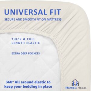 Mattress-Homes 600 Thread Count 100% Long Staple Soft Cotton, 4 Piece Sheets Set, RV Short Queen Size, Smooth & Soft Sateen Weave, Ivory Solid Short Queen Sheet Set for Rv Camper