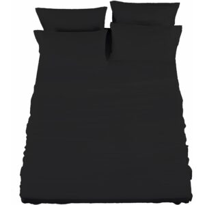 raymond waites 4 piece sheet set, cotton rich, 400-thread count, black, queen sheet set