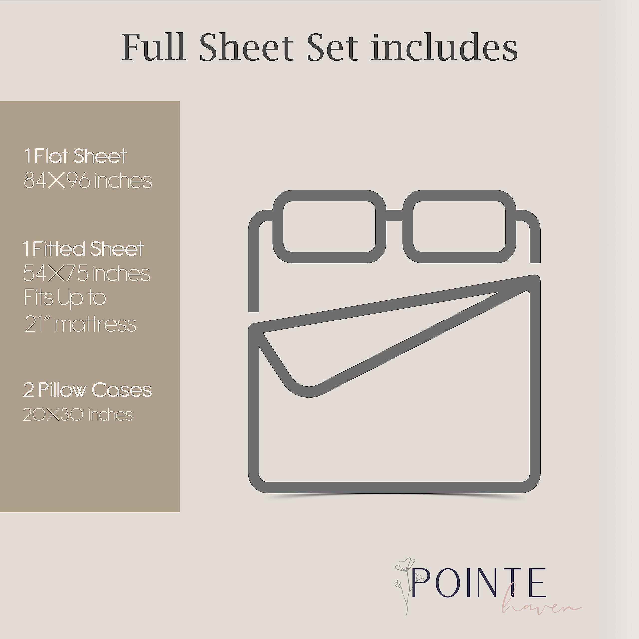 Pointehaven Bedding 4 Pieces Full 100% Cotton Percale Sheets- Printed Bed Sheet & Pillowcase Sets- Soft Cotton Bed Sheets Set- Fits Mattress 19 inches Deep Pocket (Full, Cypress)