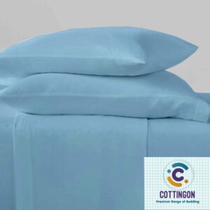 Split King Sheets For Adjustable Bed,Sheets Set with 2 Twin-XL Fitted Sheets,Split King Sheets 5 Pcs , 100% Brushed Microfiber Split Bed Sheets to fit upto 16"Deep Twin XL Mattress (Light Blue)