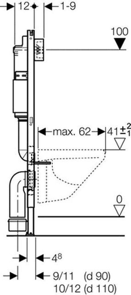 GEBERIT K11660 WC Element DUOFIX Basic, Bauhöhe: 112 cm, Breite 50 cm