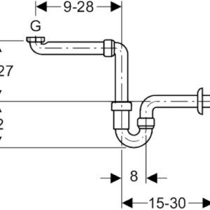 Geberit Space-saving siphon 11/2 "x 40 mm 151.107.11.1,Weiß