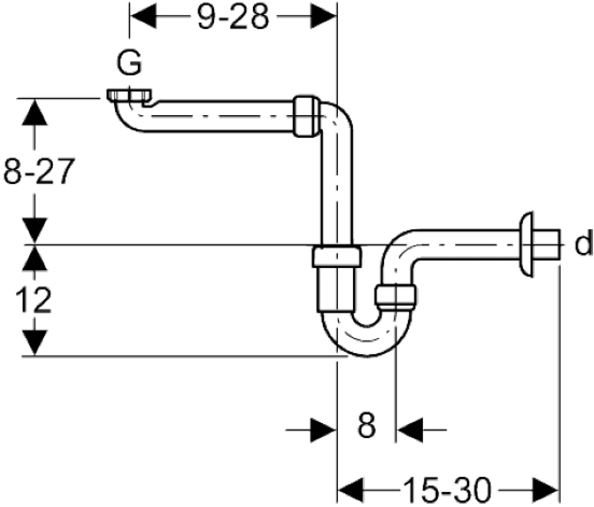 Geberit Space-saving siphon 11/2 "x 40 mm 151.107.11.1,Weiß