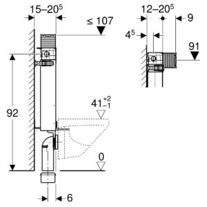 Geberit Kombiflex 110010001 Wall Mounted Toilet Element 98 cm (with Omega Cistern 12 cm, 2 Flush, Adjustable Mounting Depth) White