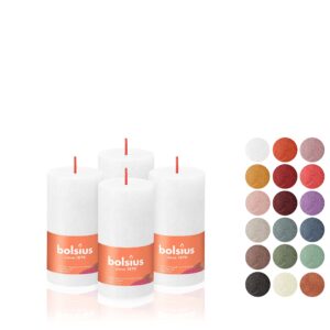 bolsius 4 pack white rustic pillar candles - 2 x 4 inches - premium european quality - includes natural plant-based wax - unscented dripless smokeless 30 hour party décor and wedding candles